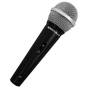 Rockville Wired Pro MIc Kit 1 - High-End Metal Microphone+Mic Stand+Carry Bag+Cable, Black