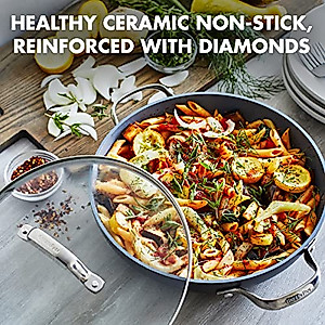 Greenpan Saute Pan with Two Side Handles, Non Stick Toxin Free Ceramic Sauté Pan - Induction & Oven Safe Cookware - 30 cm, Grey