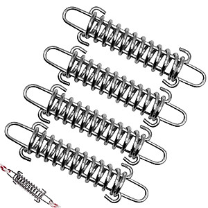 BRYHZKCM 4Pcs Tent Fixed Buckle Wind Rope Buckle Steel Fixed Buckle Tent Wind Spring for Camping Hiking,Chrome Plated Spring for Hammock Chair