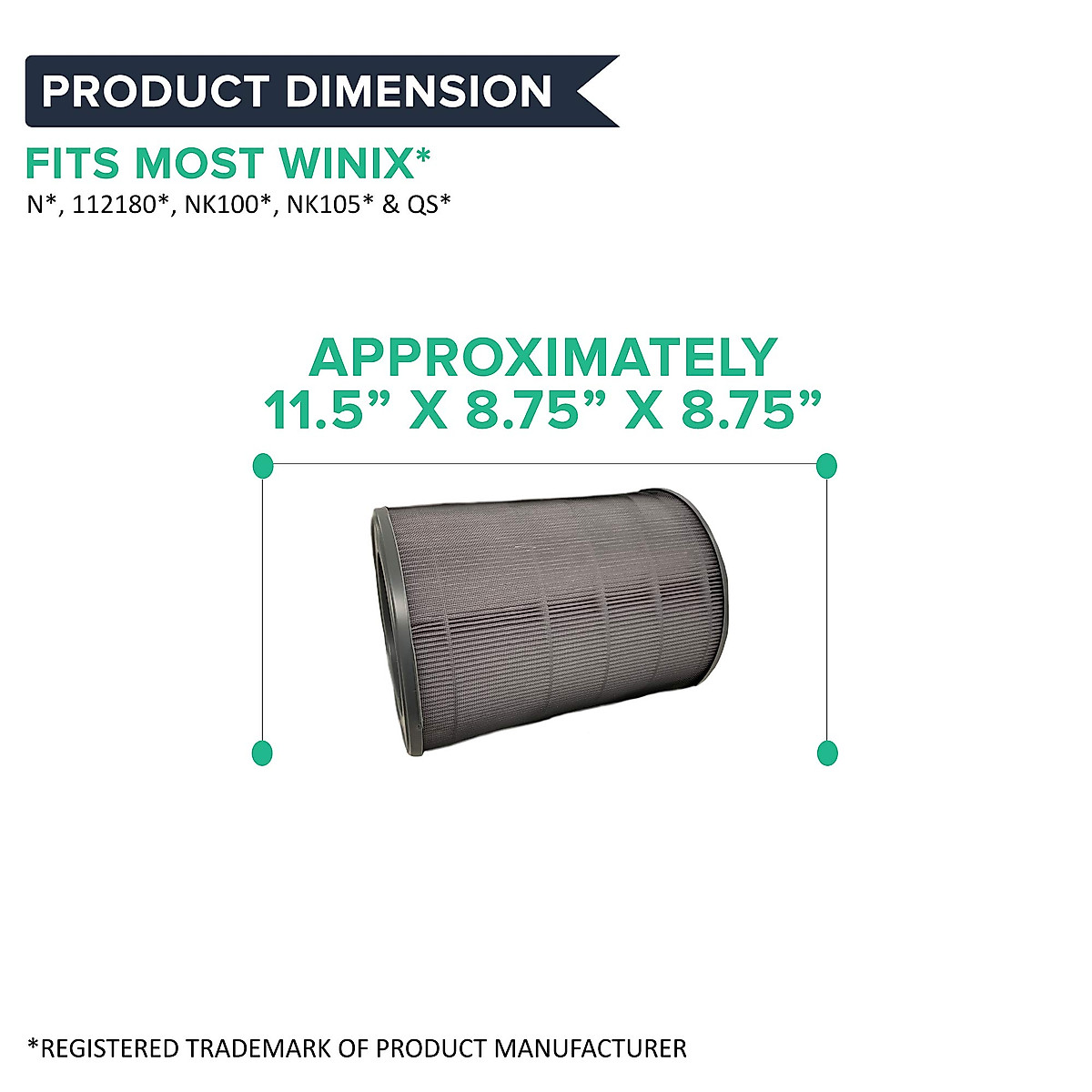 Think Crucial Replacement Air Purifier Filter Fits Winix N, Models NK100, NK105 & QS, Compare to Part # 112180, 1 PACK