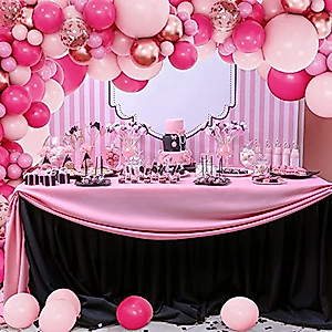 RUBFAC Pink Balloon Arch Garland Kit, Hot Pink Rose Gold Chrome Balloons for Birthday Shower Princess Theme Party Background Decorations