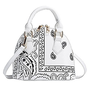 U Scinan Patent Leather Top Handle Tote Bag Mini Zip Around Dome Shoulder Bag Shell Shape Cross Body Handbag Purse Satchel