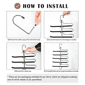 CINKSY Pants Jeans Hangers Space Saving 5 Layers Clothes Hangers with Non-Slip Foam Padded Swing Arm Trousers Hangers Heavy Duty Multi-Layer Pants Rack for Slacks Scarf - 2 Pack