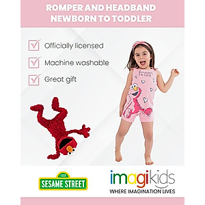 Sesame Street Elmo Baby Girls Romper and Headband Bow Set Pink 18 Months