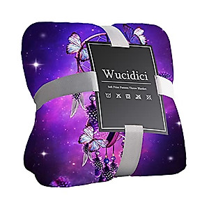 Wucidici Dream Catcher Butterfly Fleece Throw Blanket Soft Lightweight Blanket for Couch Sofa Adults Gift(50"x 60")