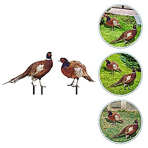 HANABASS 2pcs Chicken Garden Statue Acrylic Pheasant Garden Stake Outdoor Chicken Figurine Yard Art Lawn Ornament Decorative Animal Ornaments for Patio Yard Lawn