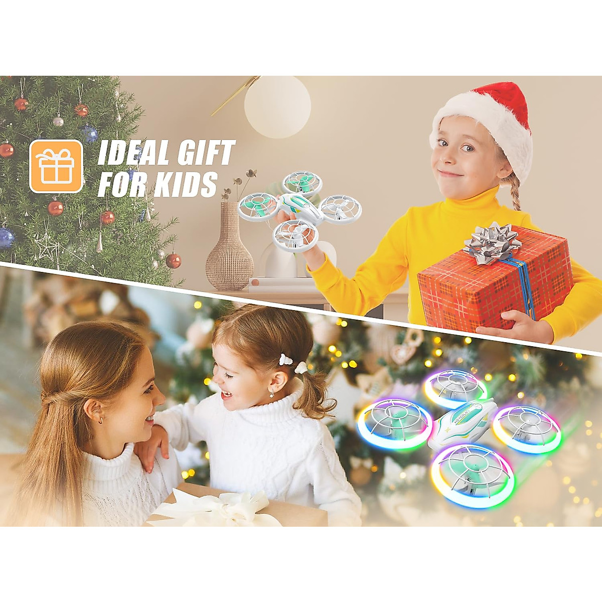 Heygelo Mini Drones for Kids, LED RC Drone Flying Toys with Colorful Lights, S60 Small Quadcopter Helicopter with 2 Batteries, Propeller Full Protect, Throw to Go, Easy to Fly Gifts for Boys Girls