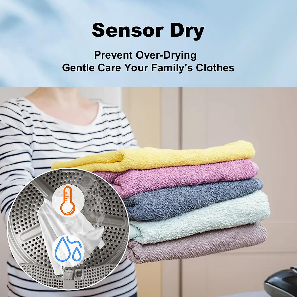 SMETA Electric Clothes Dryer Machine, 4.4 Cu.Ft 120V Heat Pump Ventless Dryer Machine, 24" Compact Stackable Portable Dryer, Large Capacity Secadora De Ropa Electrica For Home Apartment RV Laundry