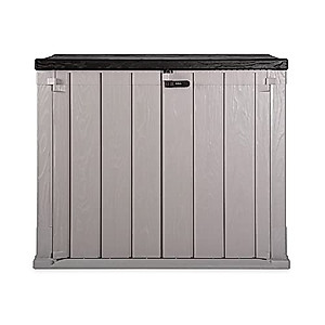 Toomax Stora Way All-Weather Outdoor XL Horizontal 7' x 3.5' Storage Shed Cabinet for Trash Can, Garden Tools, & Yard Equipment, Taupe Gray/Anthracite