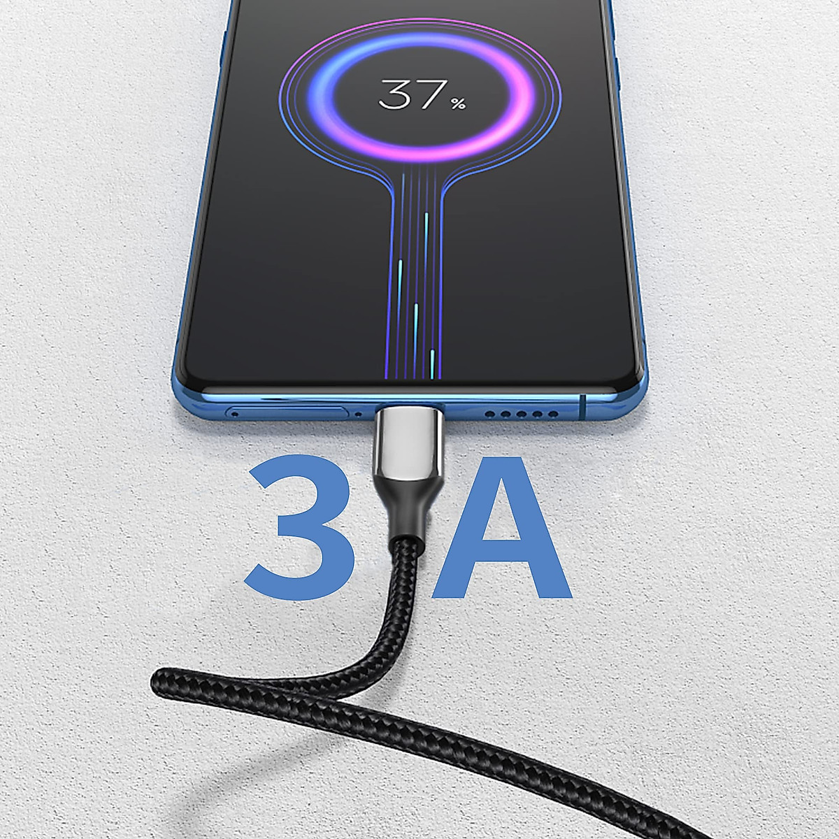 Buliter 2Pack(3FT+6FT, Black) USB A to Type C Cable, Type-C 3A Fast Charge QC3.0 Durable Nylon Braided Charger Cable Compatible with Samsung Galaxy S22 S21 S20 LG iPad