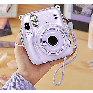 EpicGadget Case for Fujifilm Instax Mini 11 - Clear Hard PVC Protective and Portable Camera Cover with Detachable Adjustable Shoulder Strap