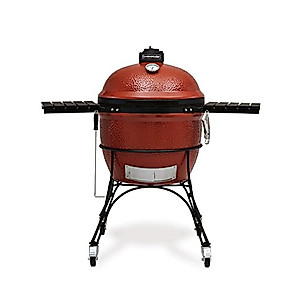 Kamado Joe BJ24RH Big Joe I 24-inch Charcoal Grill with Cart and Side Shelves, Blaze Red