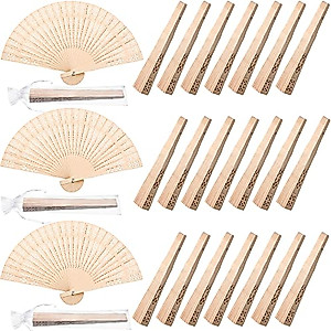 100 Pieces Wooden Hand Fans for Wedding Bulk Folding Handheld Fans with Gift Bags for Guests Vintage Chinese Fans Foldable Wood Fans for Baby Shower Favors Birthday Party Decorations Home Decor