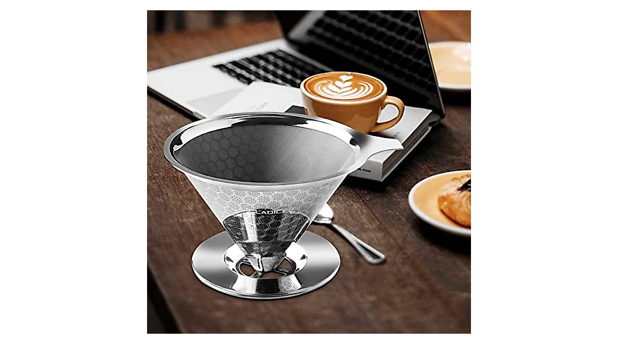 Pour Over Coffee Dripper - Reusable Stainless Steel Filter for Rich Flavor