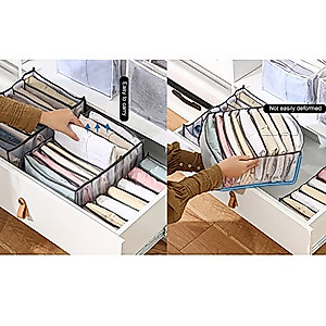 Domika 5pcs Wardrobe Clothes Organizer, Foldable Visible Closet Drawer Grid Storage Box , Portable Washable Storage Containers with Multiple Layers for Leggings, Jeans, T-shirts, Skirts (5PCS Set, White)