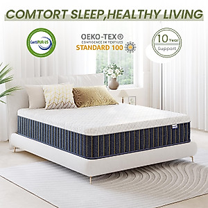 HOXURY Queen Mattresses, 8 Inch Hybrid Mattress Queen Size, Memory Foam & Individually Wrapped Pocket Coils Innerspring Mattress in a Box, Pressure Relief & Cooler Sleeping