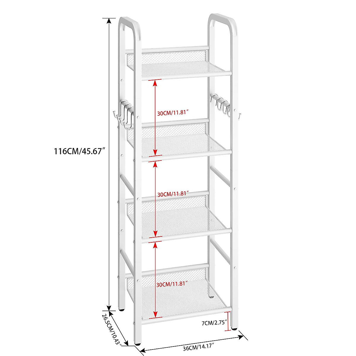 YMYNY 4 Tier Bookshelf, Freestanding Bookcase for Living Room, Bedroom, Home Office, Multi-Functional Storage Rack Organizer, Display Rack with Metal Frame, Rust Resistance, White, UHBC054W