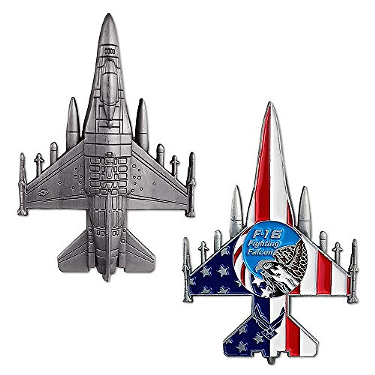 US Air Force F-16 Fighting Falcon Challenge Coin Military Aircraft Shaped Airman Gift