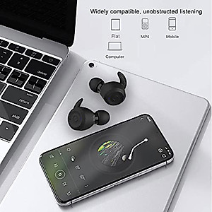 Wireless Bluetooth Earphone Sports Waterproof TWS Wireless Headphones HiFi Stereo Earbuds Noise Cancelling Headset with Mic (T20 Black-Button)