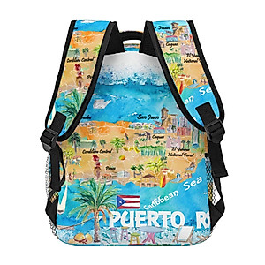 Funny Puerto Rico Flag Backpacks Laptop School Book Bag Lightweight Casual Daypack for Men Women Teens