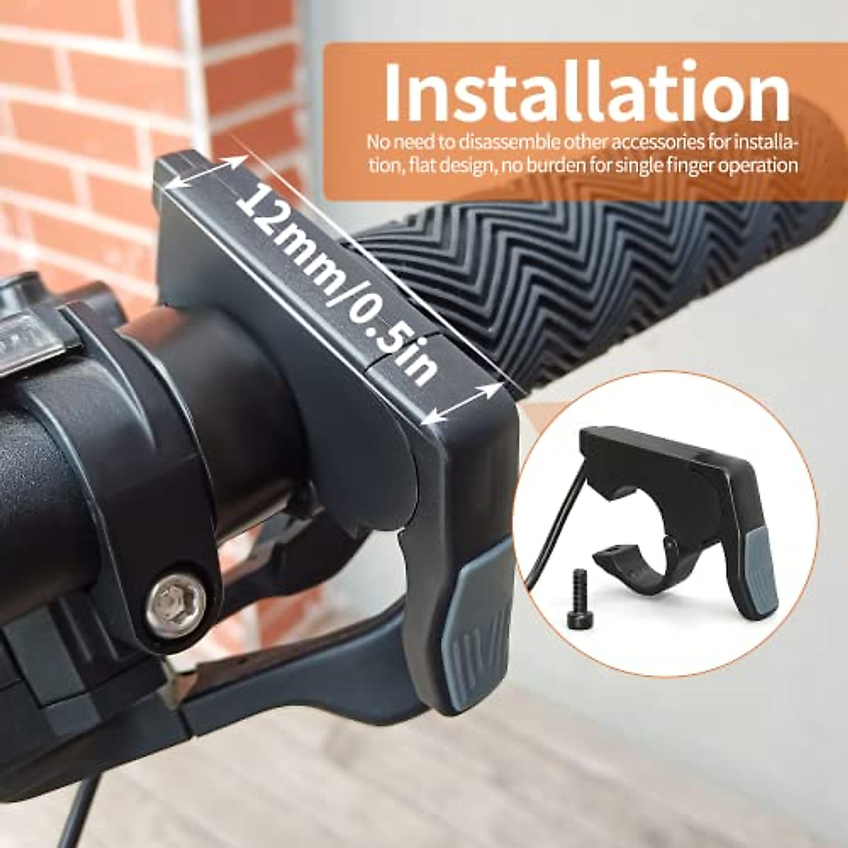 HUDAMZKY Ebike Quick Installation Thumb Throttle Compatible Left/Right Hand 36V/48V 60V/72V Electric Scooter Motor Throttle for Electric Bike Accessories(SM Plug)