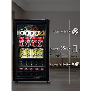 KRIB BLING Beverage Refrigerator Cooler 120 Can Freestanding Beverage Cooler with Adjustable Shelving Glass Door for Beer Soda or Wine for Home Office or Bar