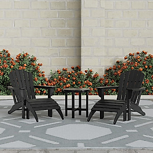 WestinTrends Dylan Outdoor Adirondack Chair with Ottoman and Side Table 5-Piece Set Black