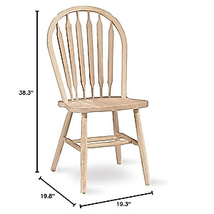 International Concepts 37-Inch Arrow Back Chair, Unfinished, Fabric