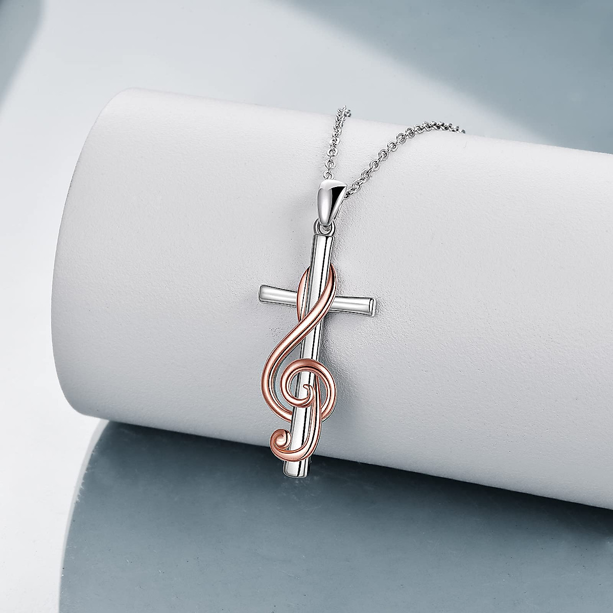 Music Gift for Women Musical Note Cross Necklace for Women Sterling Silver Conformation Jewelry Choir Gifts for Women