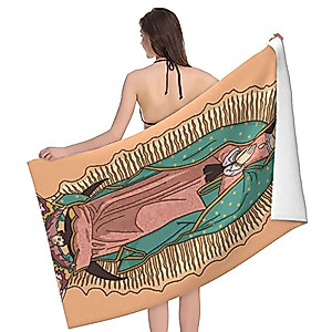Our Lady of Guadalupe Virgin Mary Adult Beach Towels Divine Miracle Virgin Mary Bath Towel Decoration Bathroom/Kitchen 52x32 Inches