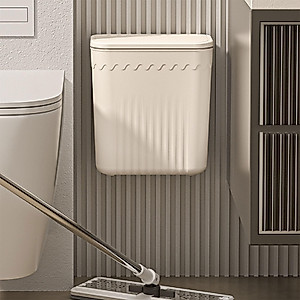 EXCBIOZ Hanging Trash Can,Wall Mounted Trash Bin Cabinet Door Hanging Trash Can No Drilling Required Suitable for Kitchen and Bathroom, White