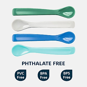 Tiny Twinkle Baby Spoon - BPA-Free Baby Feeding Spoon, Silicone Baby Spoon, Infant Spoons, Baby Spoons, Baby Essentials, Baby Essentials for Newborn, Baby Items, Baby Products - Pack of 4 (Blue)