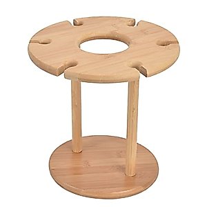 Kadimendium Wooden Wine Storage Stand, Easy to Install Bamboo Wine Glass Stand Convenient for Kitchen for Living Room