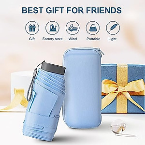 LEAGERA Compact Travel Umbrella with Case - Mini Umbrella for Purse, Small Lightweight &Tiny Design Perfect for Parasol Outdoor Sun&Rain Umbrellas