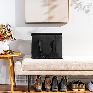 (Not Made In China) Insulated Reusable Grocery Bags, Catering and Delivery Bag For Hot and Cold Food, Collapsible Thermal Tote For Doordash and Uber Eats (1, Black, X-Large)