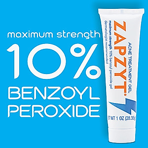 Zapzyt Maximum Strength 10% Benzoyl Peroxide Acne Treatment Gel 1 oz. (Pack of 3)