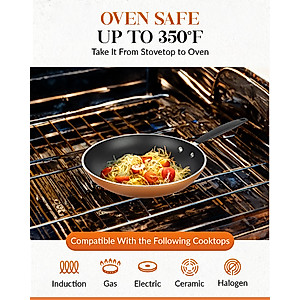 GOTHAM STEEL Copper Cast Frying Pan Set, 3 Piece Nonstick Copper Fry Pans, 8”, 10” & 12” Nonstick Frying Pans, Nonstick Skillet Set, Omelet Pan, Cookware, PFOA Free, Dishwasher Safe Cool Touch Handle