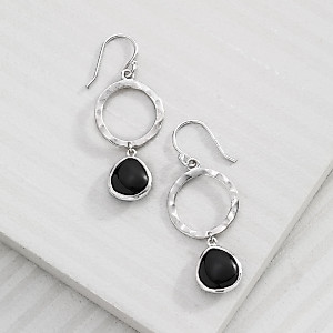 Silpada &#039;Dark Halo&#039; Natural Black Agate Drop Earrings in Sterling Silver