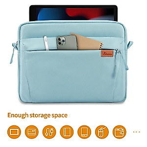 SIMTOP Tablet Sleeve Bag, 11 inch Daily Shoulder Bag for Tablet, Waterproof Crossbody Bag with Smart Organization for Accessories, Essentials Lightweight, YKK Zipper Bag, Polyester (Light Blue)