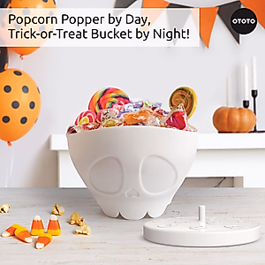 NEW!!! OTOTO Scary Poppings Microwave Popcorn Popper - Gothic Popcorn Microwave Popper, Silicone Microwave Popcorn Popper, Collapsible Bowl Popcorn Bowls, Halloween Goth Accessories Goth Gifts (White)