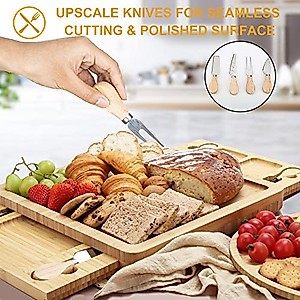 Vestaware Charcuterie Boards Gift Set, Large Charcuterie Board Set with Round Fruit Plate, Cheese Boards Charcuterie Boards - Wedding Gifts for Couple, Bridal Shower Gift, House Warming Gifts New Home