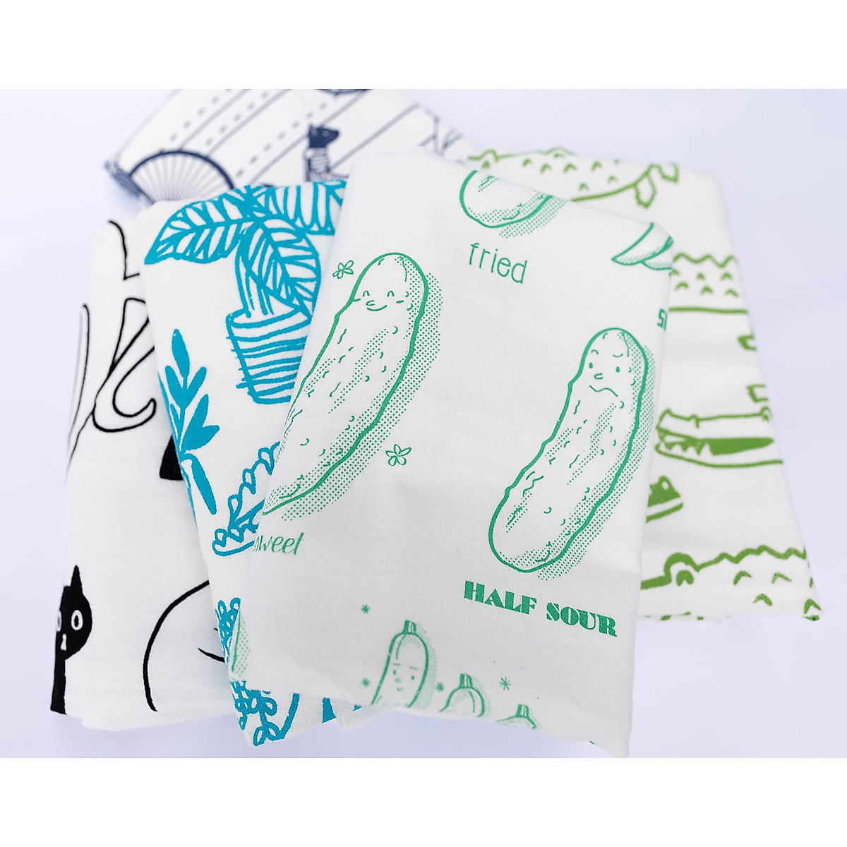 Funny Pickle Kitchen Tea Towel, Flour Sack Dishcloth, Kitchen Gift for Foodie, Food Lovers, Homestead Country Cottage