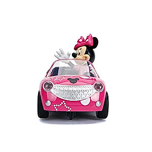 Disney Junior 7.5" Minnie Mouse Roadster RC Remote Control Car Pink 27MHz, Toys for Kids , Pink With Stars and Polka Dots