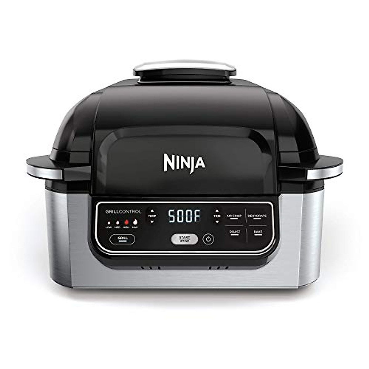 Ninja Foodi 5-in-1 4-qt. Air Fryer, Roast, Bake, Dehydrate Indoor Electric Grill (AG301), 10inch x 10inch, Black and Silver (Renewed)