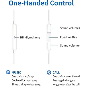 2 Pack Apple Earbuds [Apple MFi Certified] Headphones Earphones with 3.5mm Wired in Ear Headphone Plug(Built-in Microphone & Volume Control) Compatible with iPhone,iPad,iPod,PC,MP3/4,Android -White