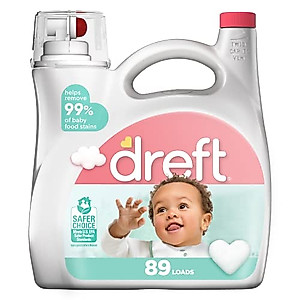 Dreft Stage 2: Active Baby Liquid Laundry Detergent, 89 Loads, 128 Fl Oz, Helps Remove 99% Of Baby Food Stains