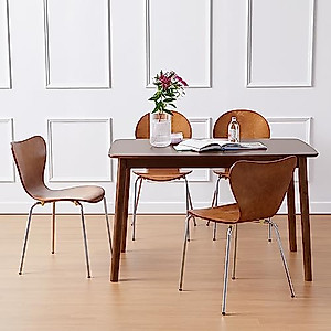 Livinia Aslan 47" Malaysian Oak Rectangular Wooden Dining Table/Solid Wood Kitchen Desk (Walnut)