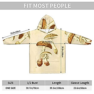 Vintage Edible Mushrooms Wearable Blanket Shirt Printed Pullover Super Dalian Hoodie Tv Blanket With Sleeves And Pockets