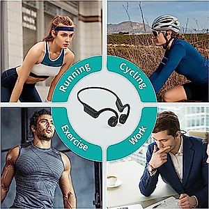 Bone Conduction Headphones, Open Ear Headphones Wireless Bluetooth 5.3 with Mic, IPX5 Waterproof Sweatproof Sport Earphones for Running, Cycling, Workout (Black)