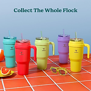 REDUCE 40 oz Stainless Steel Tumbler with Handle - Dual-Wall Vacuum Insulated Travel Mug, Sweat-Proof Lid & Reusable Straw - Keeps Drinks Cold for 24 Hrs, Fits Cupholders, Dishwasher Safe - Mojito